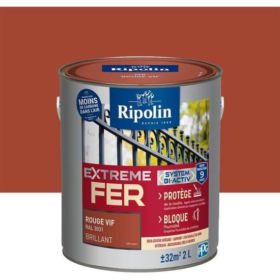 RIPOLIN - Extrême Fer - Rouge vif Ral 3031 - Brillant - 2L - Cdiscount ...