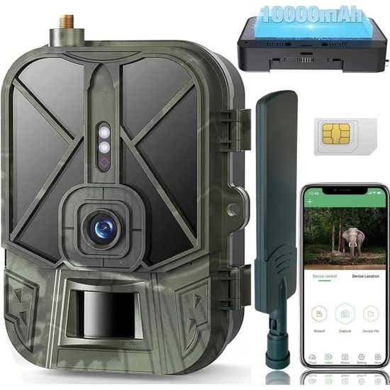 FunKind Camera de Chasse avec Sim 4G APP 4K 36MP, Piege Photographique avec Batterie au Lithium ...