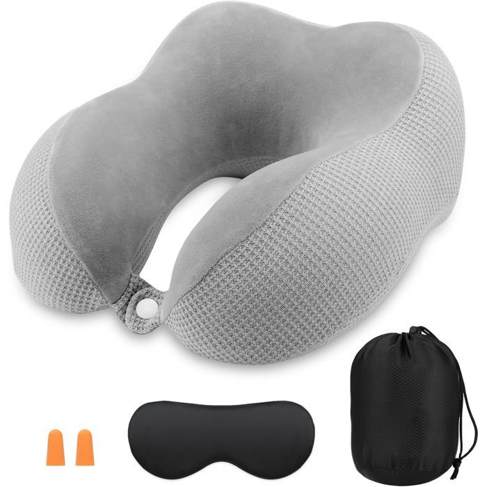 TRAHOO-Oreiller de Voyage, Coussin de Voyage en Mousse à Mémoire Forme ...