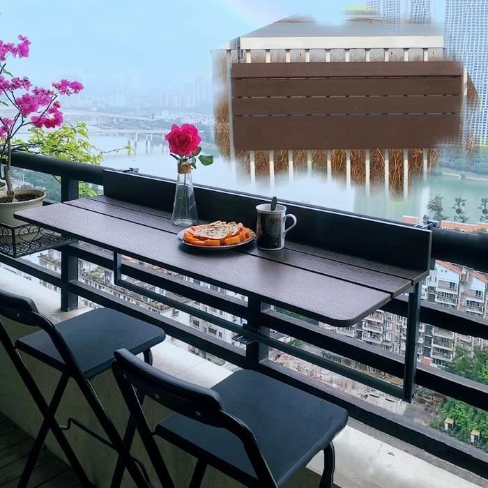 Table de Balcon Suspendue, Table Rabattable métal, Hauteure Réglable ...