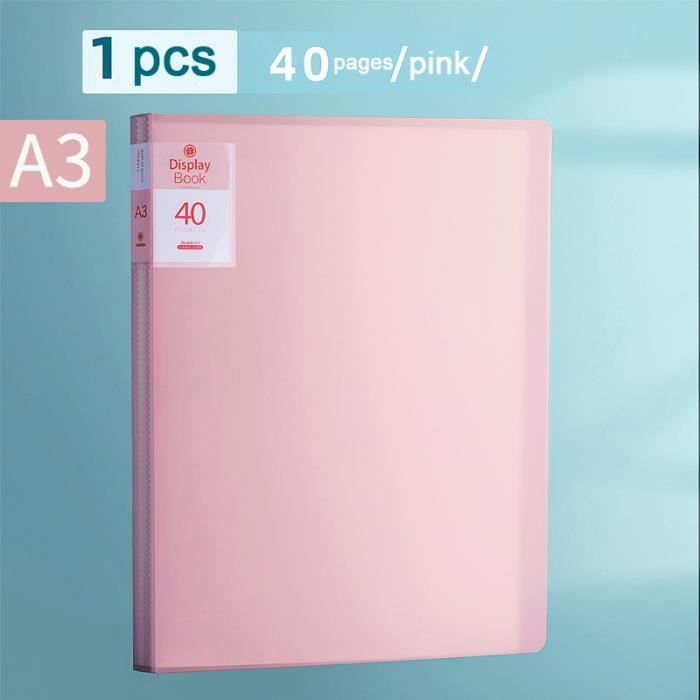 A3 40 pages 1 pièces - HCKG Classeur transparent rose, Livre ...
