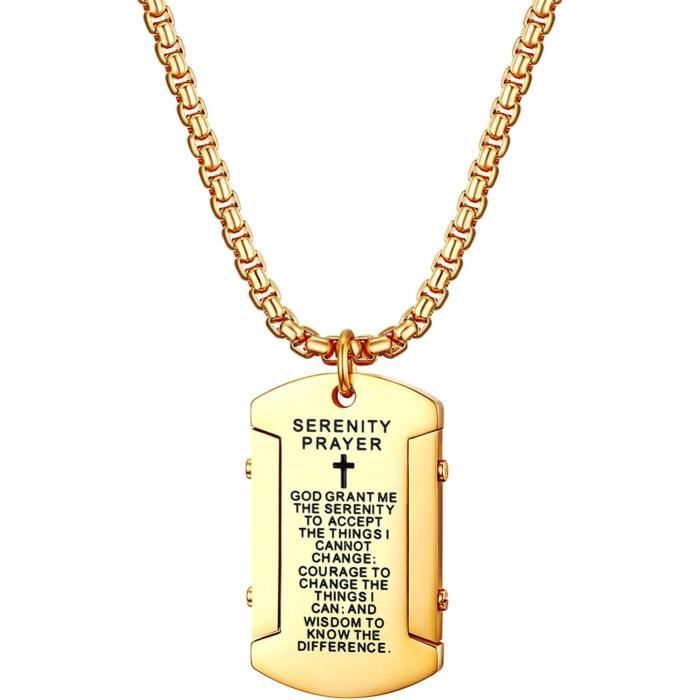 Collier Chaîne Dog Tag Avec Pendentif Croix Bible (Anglais) Pour Homme ...