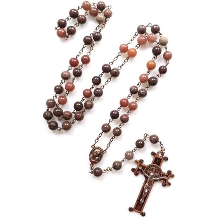 Chapelet avec collier catholique et crucifix de Jésus - Collier en ...