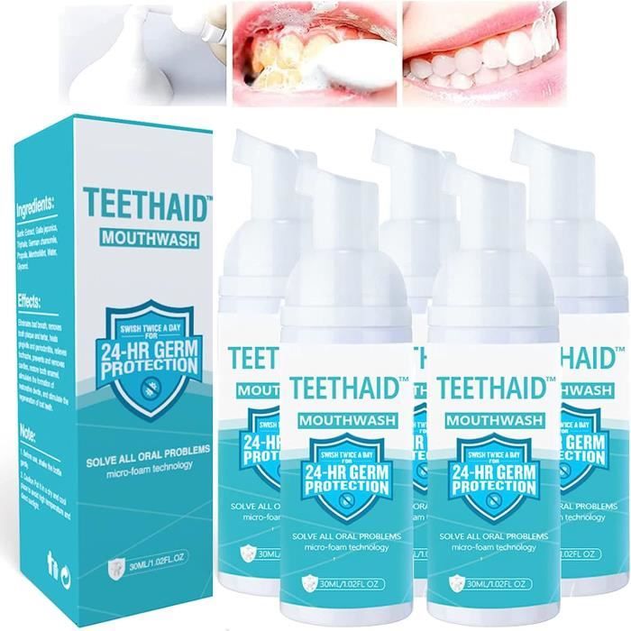 Teethaid rince-bouche - dentifrice en mousse blanchissant - dentifrice ...
