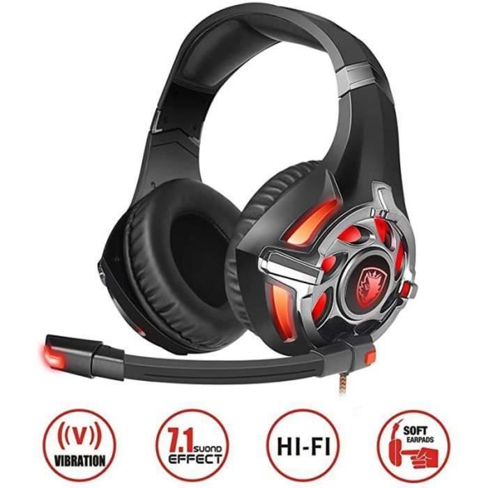Casque de jeu Sades PC Pro USB 7.1 Surround stéréo avec micro haute ...