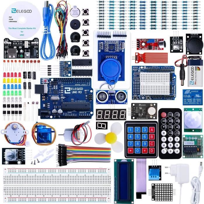 Kit de démarrage ELEGOO UNO R3 avec tutoriel pour Arduino IDE - 63 articles - Cdiscount Informatique