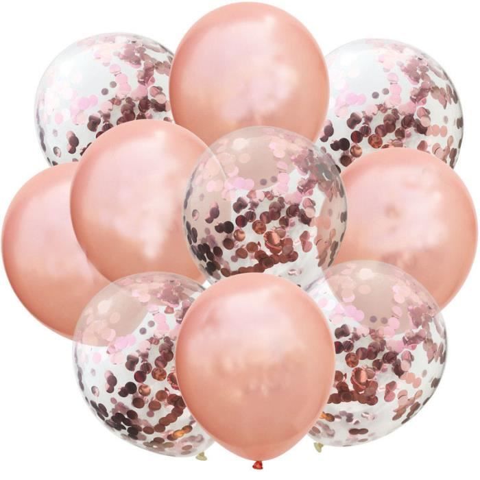 Set de ballons transparents à paillettes Confetti 12" (Rose Gold)-10pcs ...