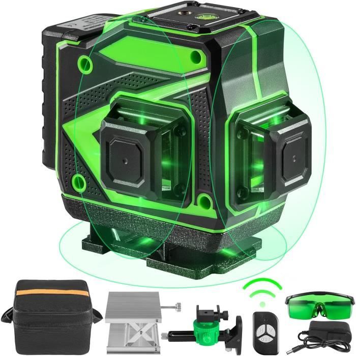 VEVOR Niveau Laser Vert Autonivelant 12 Lignes Croisées 3 x 360° Laser ...