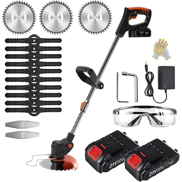 Coupe Bordure sans Fil avec Batterie( 6000mA), 2pcs 21V , Débroussailleuse électrique évolutive ...