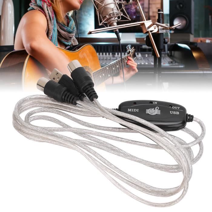 Câble d'Interface MIDI USB IN-OUT Cordon Convertisseur Adaptateur PC ...