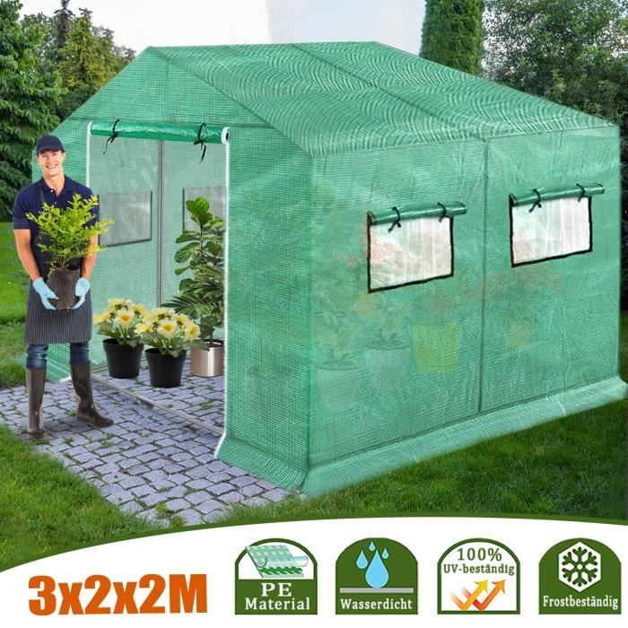 Serre de jardin - XMTECH - Tunnel 3x2x2m - Acier galvanisé - 6m² - 4 ...