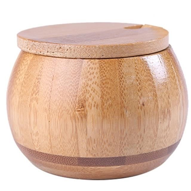 BOCAUX DE CONSERVATION,WG--Boîte à sel en bois naturel, pot à épices ...