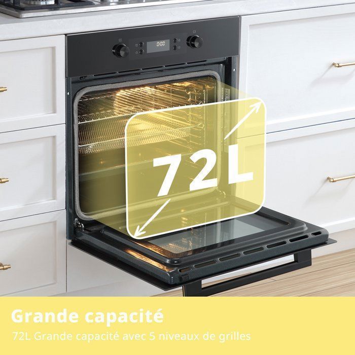 Four encastrable pyrolyse avec friteuse à air chaud - 72 L - 59,5 x 57 ...
