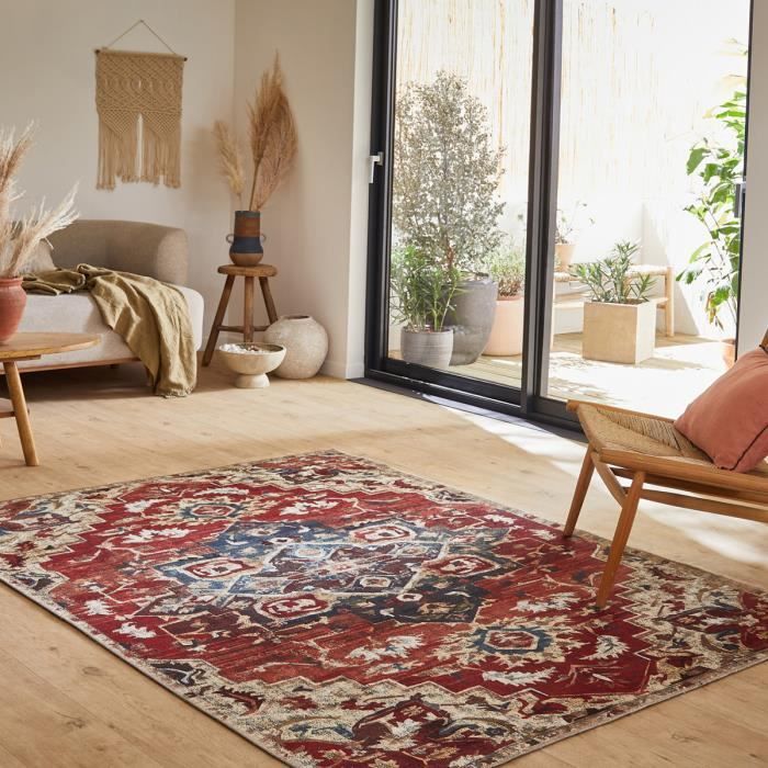 Tapis de salon vintage motif orient lavable - NAZAR RUGS - 160x230 cm - RADOM - Multicolore ...