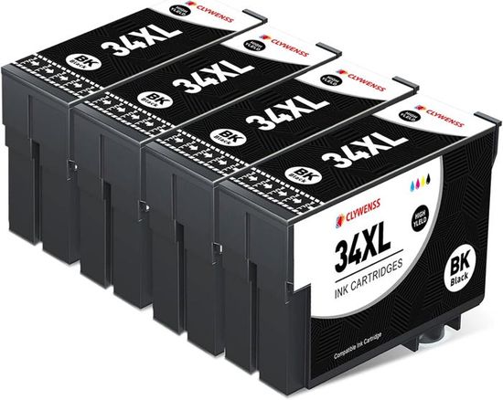 34 Xl Cartouches D'Encre Noir Compatibles Avec Epson 34Xl 34 Xl ...