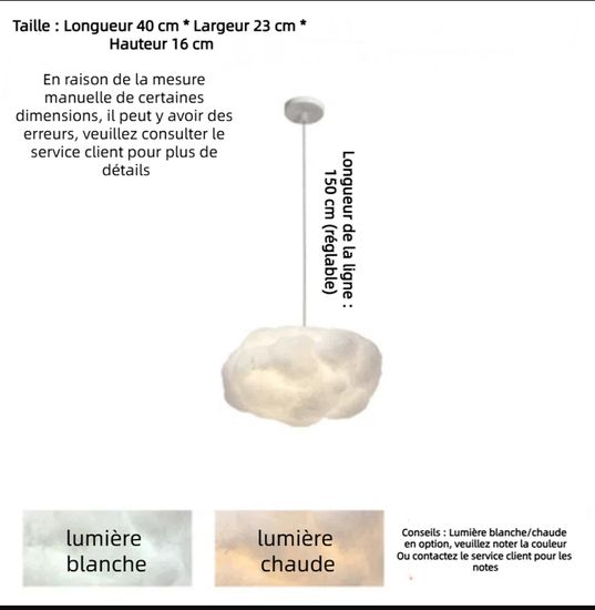 Lustre moderne simple en forme de nuage - Lustre de décoration pour la ...