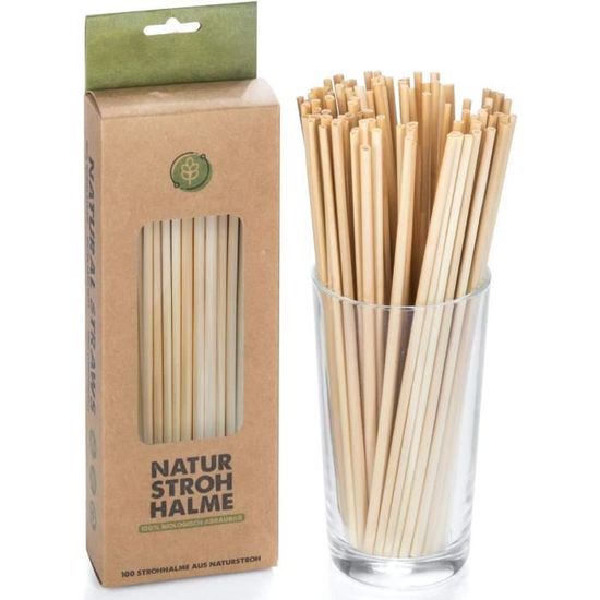 100 pailles de blé bio réutilisables Kit de pailles écologiques88 ...