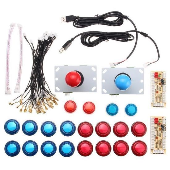 Kit de DIY LED Arcade Joystick Parts Buttons + 2 USB Encodeur Di91286 ...