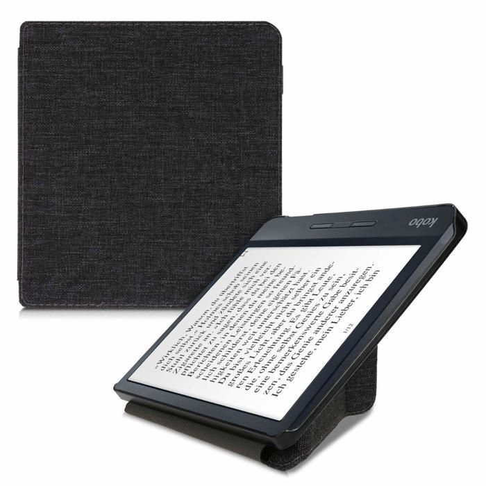 Kwmobile Coque étui à rabat pour Kobo Libra H2O - Tissu gris foncé ...