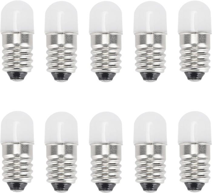 Lot de 10 ampoules LED E10 12V Blanc froid AC/DC E10 0,5 W 65 lm (12 V ...