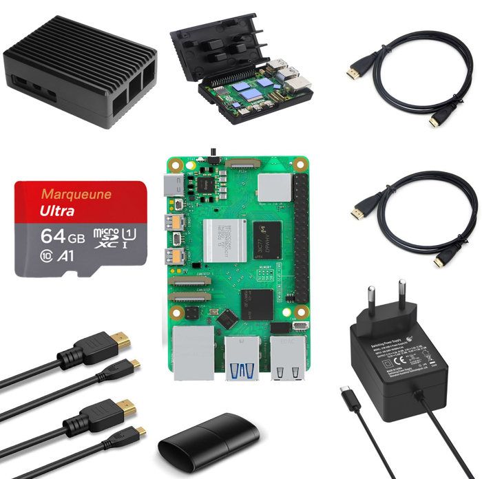 Raspberry Pi 5 8 GO Starter Kit avec 64GO Carte SD Raspberry Pi 5 8GB ...