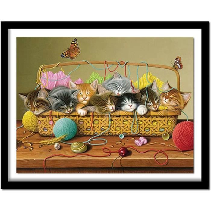 Diamond Painting Kit Complet Panier Cas Chat, DIY 5D Broderie Diamant Peinture Enfant Point De ...