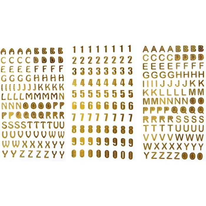 3 Feuilles Alphabet Lettre et Autocollants de Nombre Autocollants Auto ...