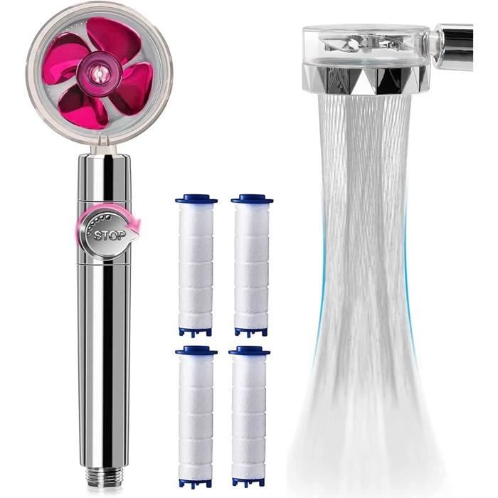 Pommeau de douche à hélice avec ventilateur turbo, pommeau de douche à haute pression avec arrêt ...