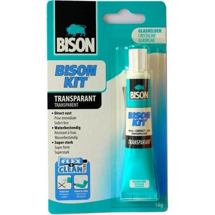 BISON - Colle Super Forte, Prise Immédiate Transparente Cristaline 18 ...
