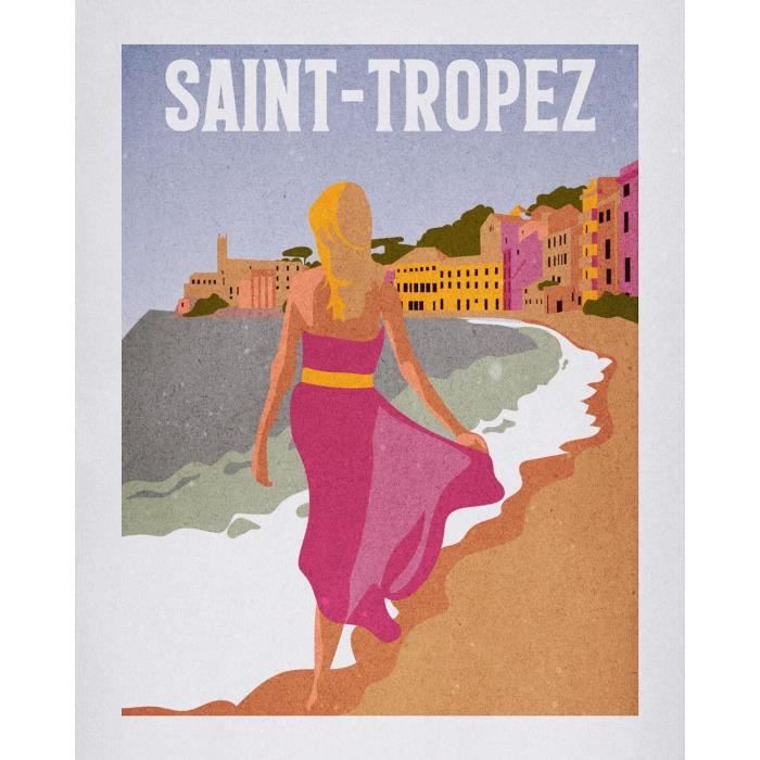 Tableau Mural Vintage Travel Saint-Tropez - Dimensions : 40 X 50 Cm - Poster - Décoration Pour ...