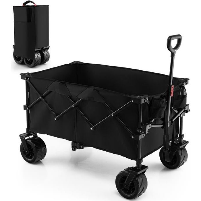 COSTWAY Chariot de Transport Pliable 4 Roues Universelles Guidon ...