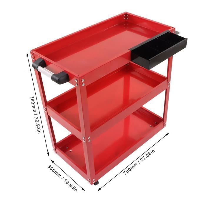 ZIU Chariot de rangement utilitaire à 3 niveaux avec roues verrouillables pour chariot à outils ...