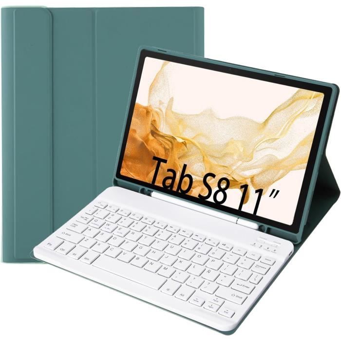 Coque Clavier pour Tab S8 11" 2022 - Tab S7 2020 - [Clavier Espagnol Ñ] Clavier Bluetooth sans ...
