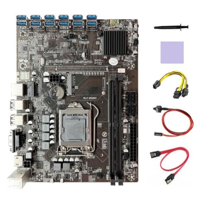 B250C BTC Mining Motherboard 12GPU+6Pin to Dual 8Pin Cable+SATA Cable ...