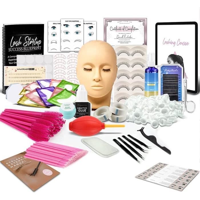 Kit d'extension de cils, kit de tête de mannequin de cils professionnel ...