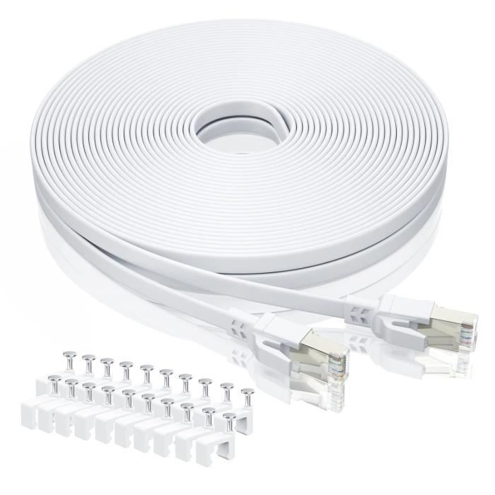 BAHIWOM Câble Ethernet Cat8 10m avec clips, 40 Gbit-s 2000 MHz LAN ...