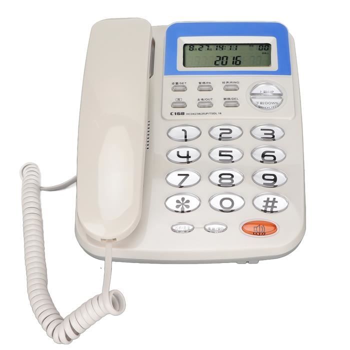 TMISHION Téléphone fixe d'hôtel W168 Téléphone filaire Identification de l'appelant Téléphone ...
