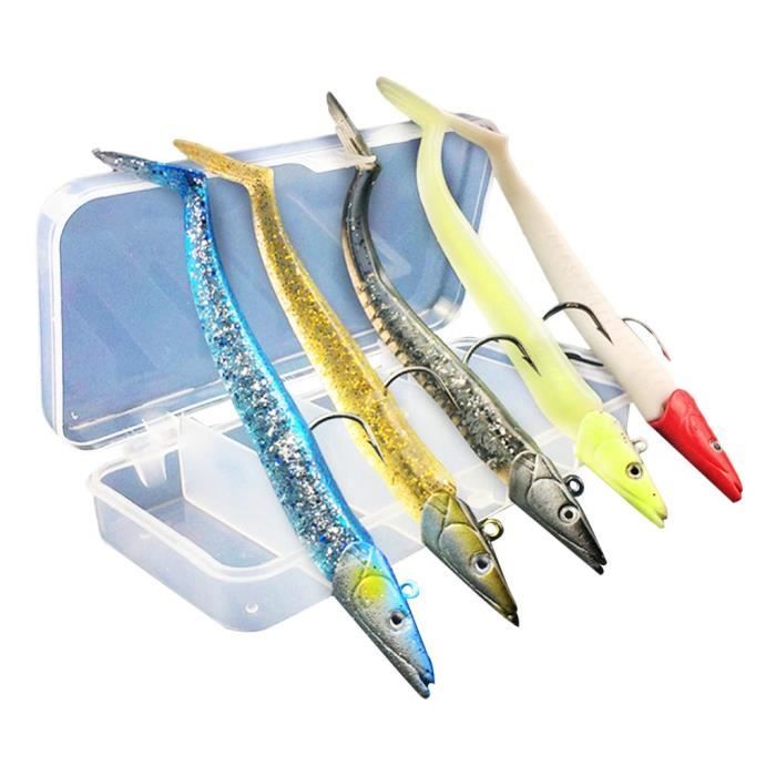 5 leurres de pêche, leurres de pêche souples, appâts de pêche pré-gréés ...