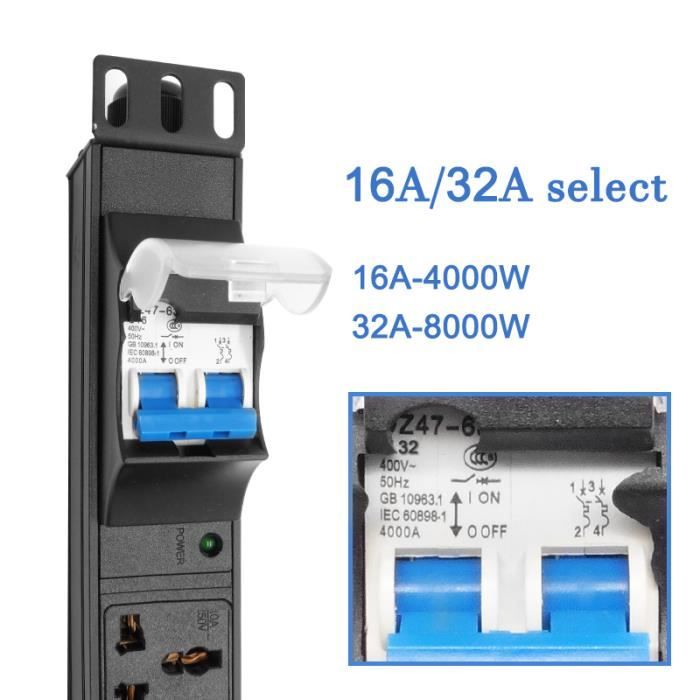 4 prises-Commutateur pneumatique 16A 4000W--Multiprise réseau T1 PDU ...