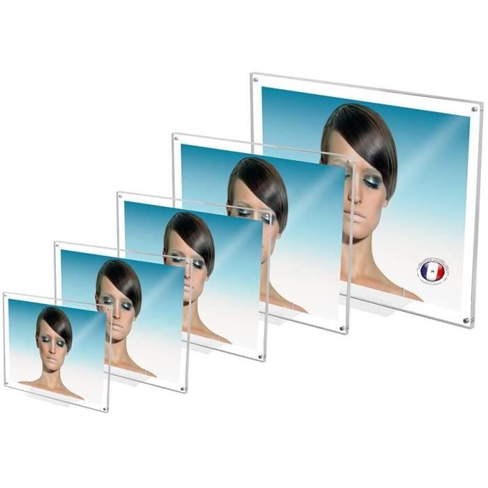 Cadre photo en véritable Plexiglass- Cadre Transparent aimanté á socle ...