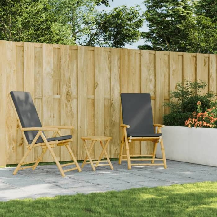 VidaXL Table de jardin pliable Ø45x45 cm bambou, table de jardin en ...