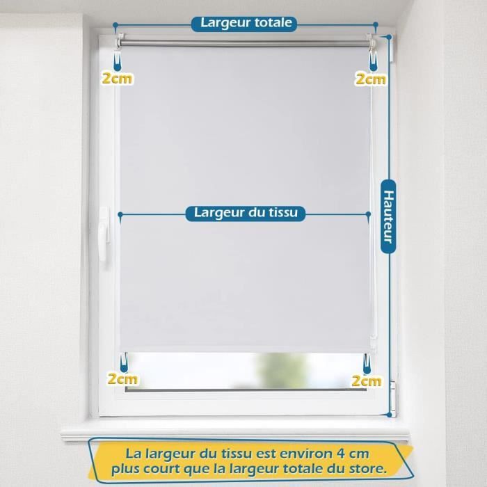 Allesin Store Enrouleur Occultant Thermique sans Perçage, Blanc ...