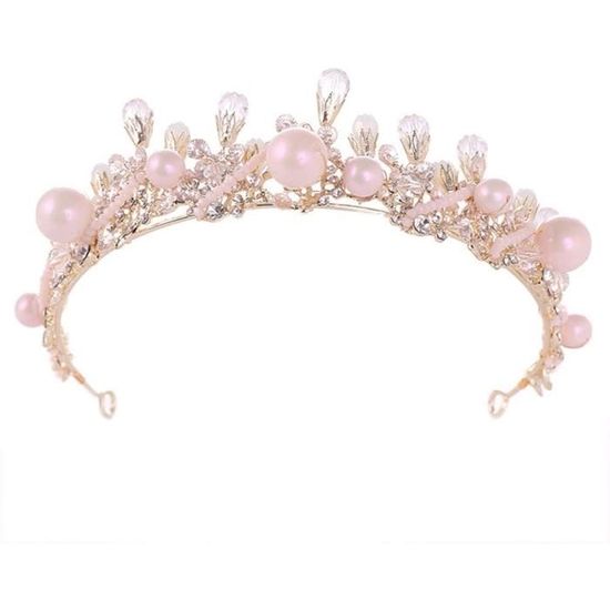 Sikungjlk Tiara Couronne Exquis Couronne de Perle décoration Mariage ...