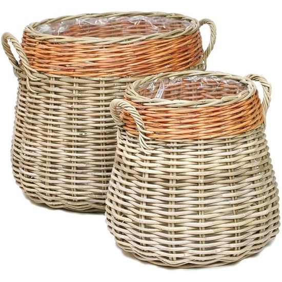Cache Pot en ROTIN BI-Colore Ø60 x H50 - Cdiscount Jardin