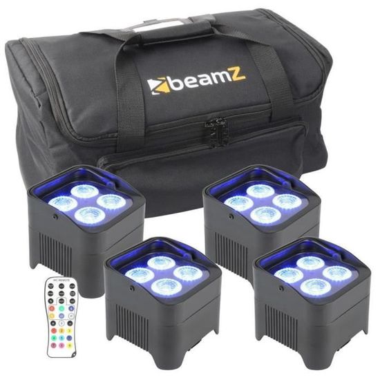 Kit de 4 projecteurs à LED BeamZ BBP94 avec batterie intégrée ...