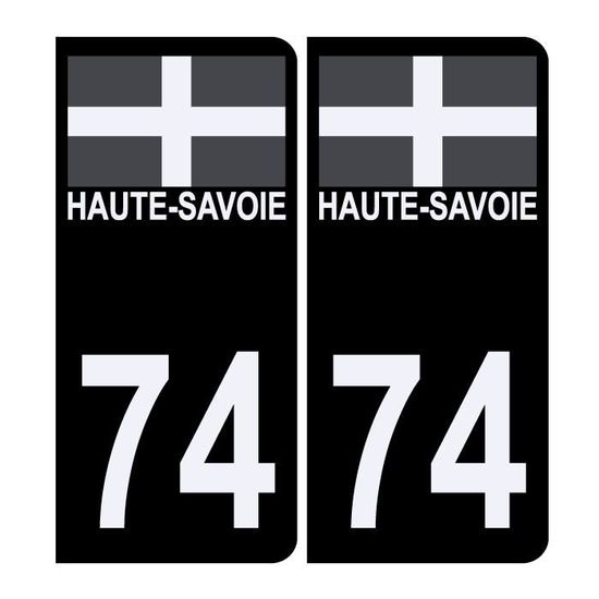 Autocollant Sticker Plaque d'immatriculation Voiture 74 Croix de Savoie Version Bis Noir ...