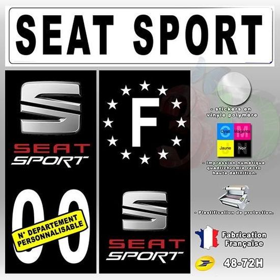 4X Stickers Plaques Seat Sport Auto Fond Noir - Cdiscount Auto
