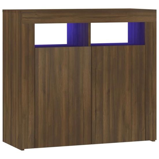 FAN - Buffets | bahuts - Buffet avec lumières LED Chêne marron 80x35x75 ...