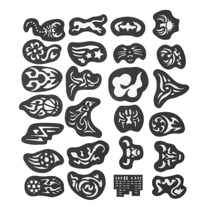 Atyhao pochoir de tatouage de cheveux 25pcs Modèle de Tatouage de Cheveux, Coloriage Sculpture ...
