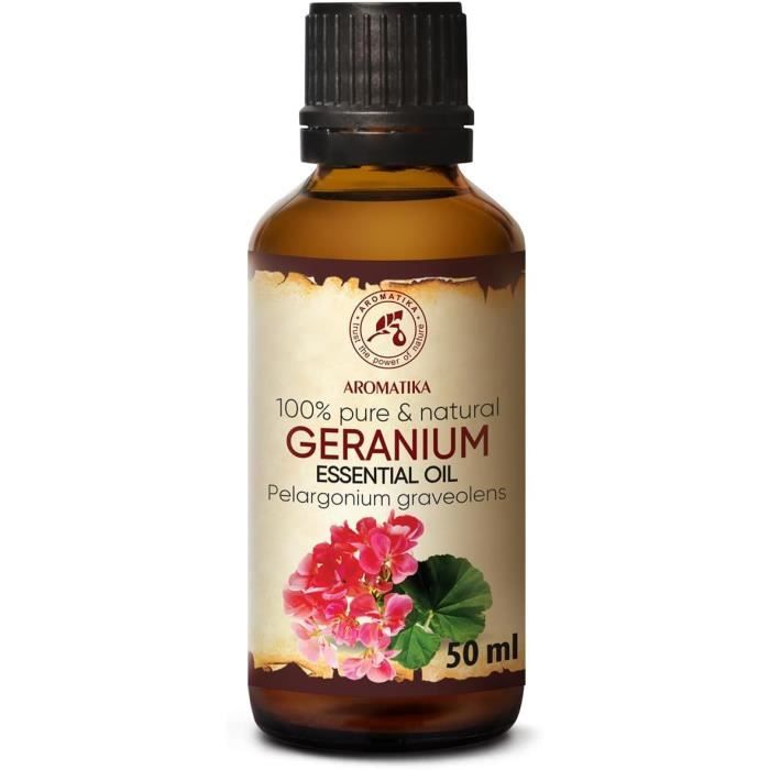 Huile Essentielle De Géranium Bourbon 50Ml - Pelargonium Graveolens ...